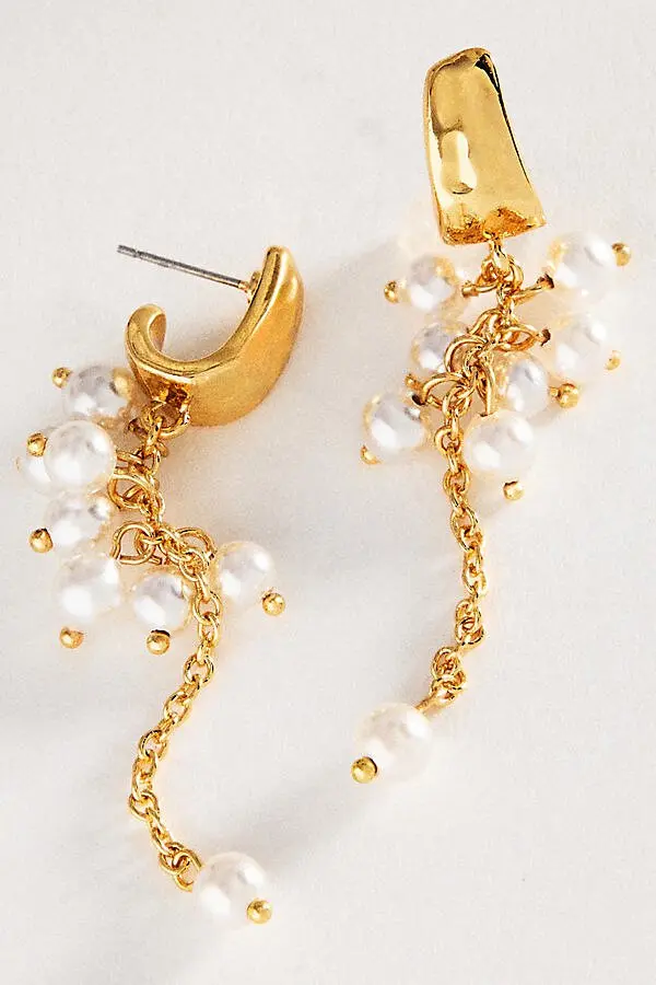 Anthropologie Clustered Drop Earrings - Pearl