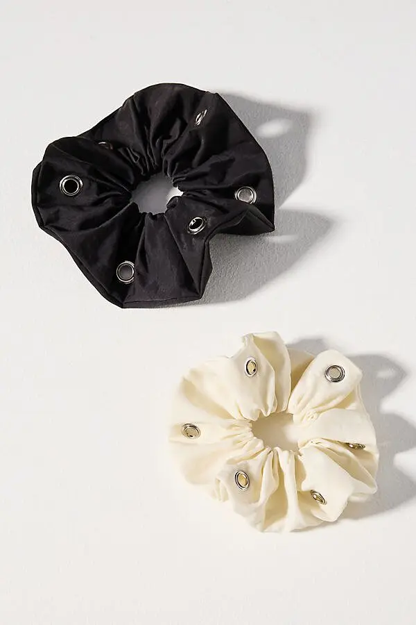 Anthropologie Grommet Scrunchies Set Of 2 - Black & Cream