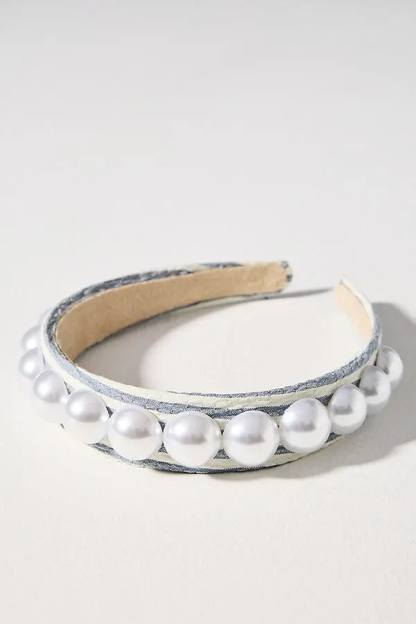 ACCESSORIES HOUSE Bold Pearl Headband - Blue