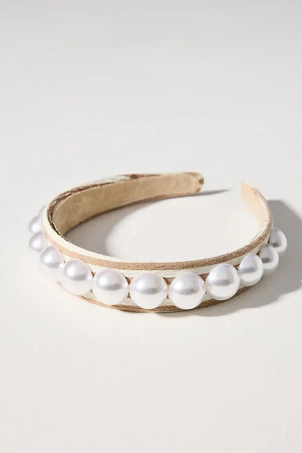 Anthropologie Bold Pearl Headband - Brown