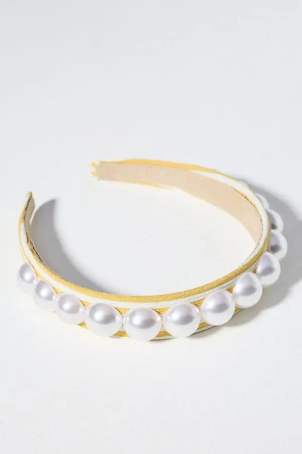 ACCESSORIES HOUSE Bold Pearl Headband - Yellow
