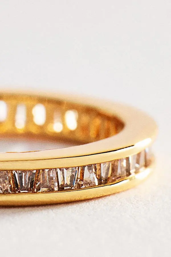 Anthropologie Angled Crystal Ring - Gold