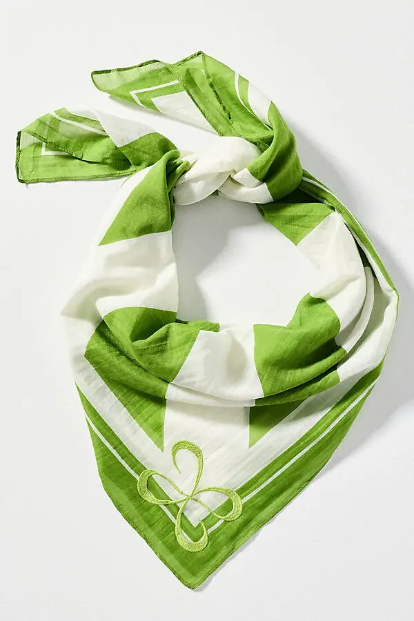 CELANDINE Silk Blend Scarf - Green Stripe
