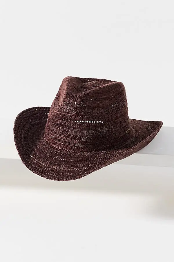 Anthropologie Packable Knit Rancher Hat - Chocolate