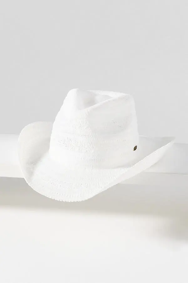 Anthropologie Packable Knit Rancher Hat - White