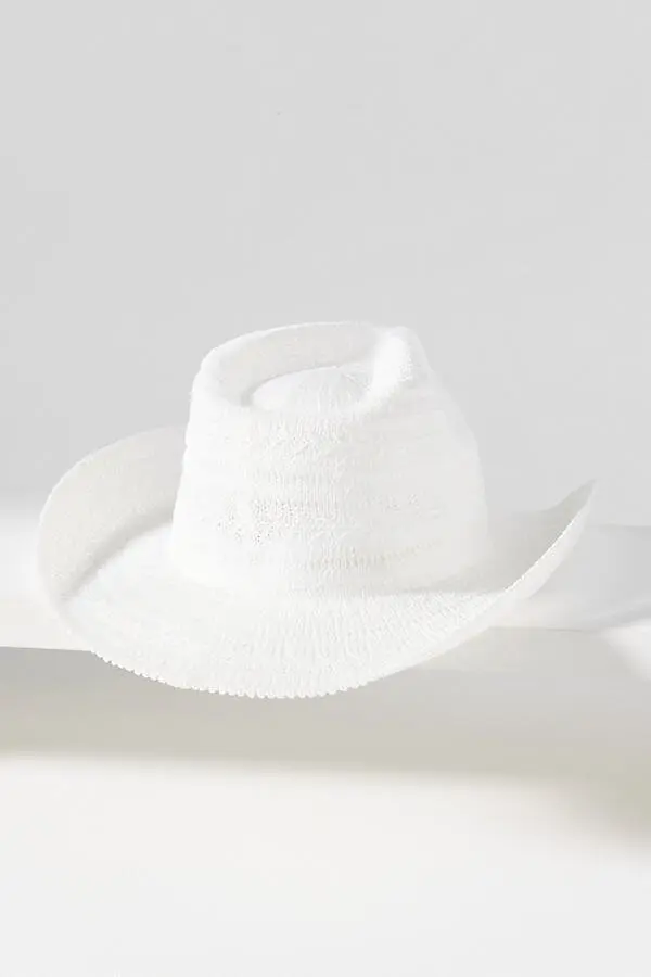 Anthropologie Packable Knit Rancher Hat - White