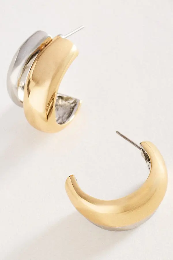 Anthropologie Double Tube Hoop Earrgs - Mixed Metal