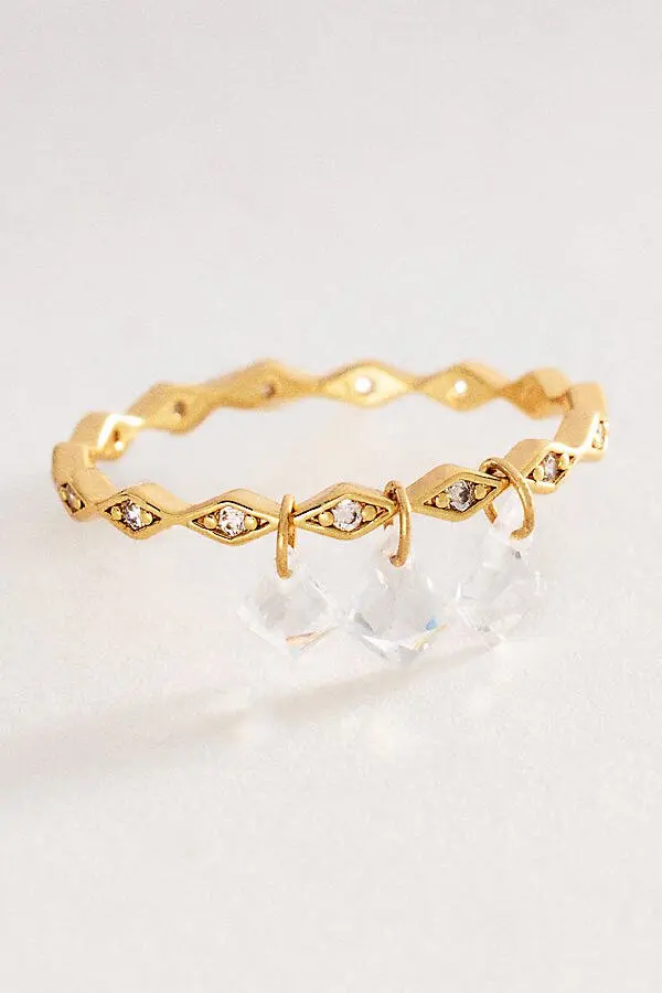 Anthropologie Drippy Crystal Ring - Gold