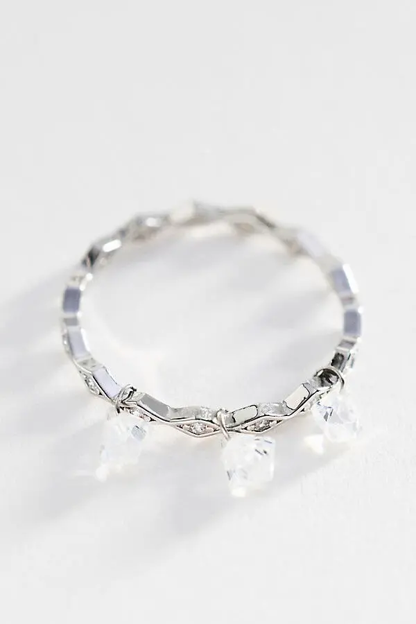 Anthropologie Drippy Crystal Ring - Silver