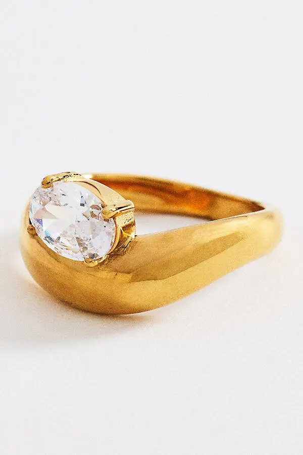 Anthropologie Perched Crystal Ring - Gold