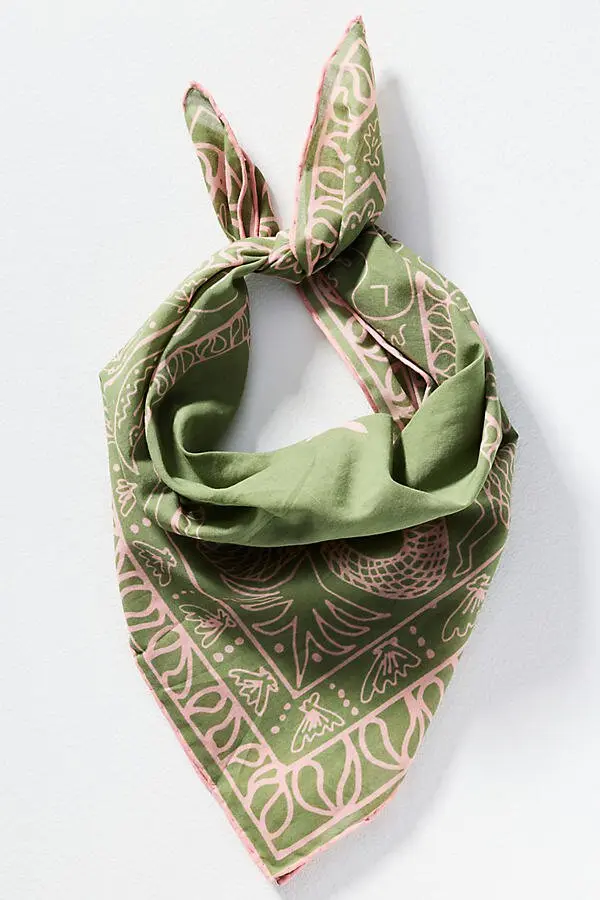LAR Cotton Patterned Scarf - Ariel Khaki