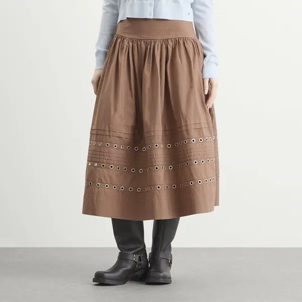 DAMSON MADDER Anika Eyelet Midi Skirt