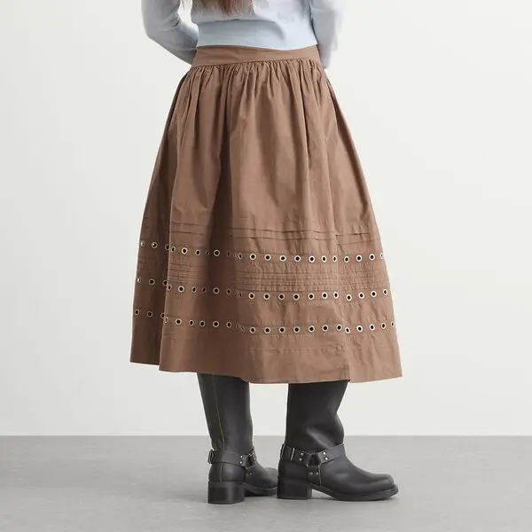 DAMSON MADDER Anika Eyelet Midi Skirt