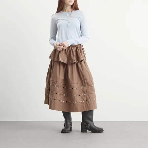 DAMSON MADDER Anika Eyelet Midi Skirt