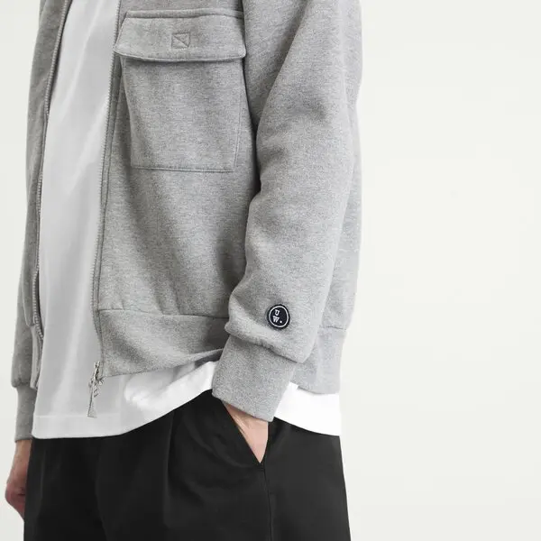 Universal Works Tyler Zip Sweat Jacket - Grey Marl