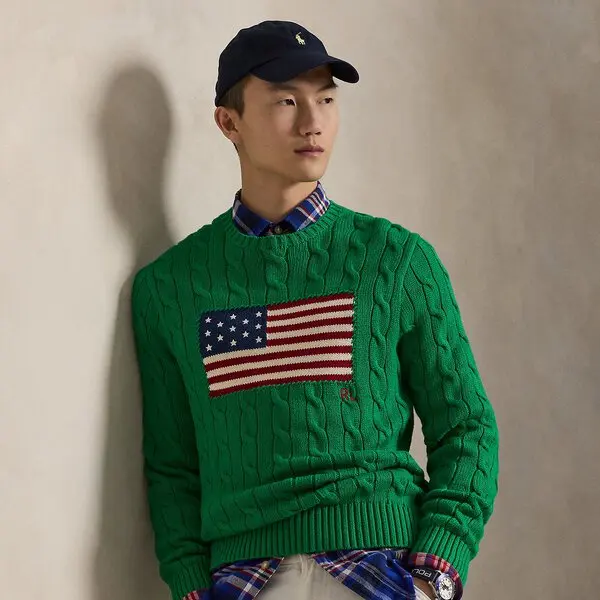 Ralph Lauren Cable-knit Flag Sweater - Billard Green