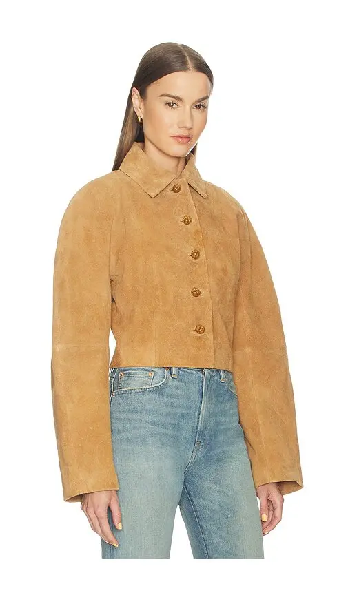 RÓHE Rounded Textured Suede Jacket - Beige