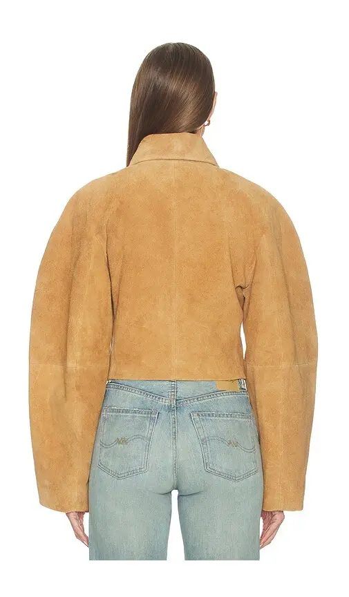 RÓHE Rounded Textured Suede Jacket - Beige
