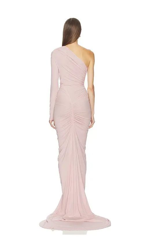 Atlein One Sleeve Ruched Gown - Blush