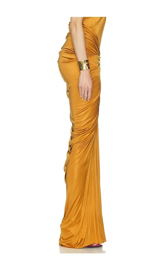 Atlein Ruched Pocket Long Skirt - Orange