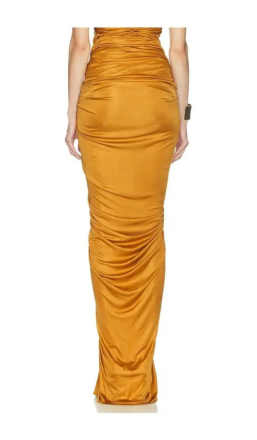 Atlein Ruched Pocket Long Skirt - Orange