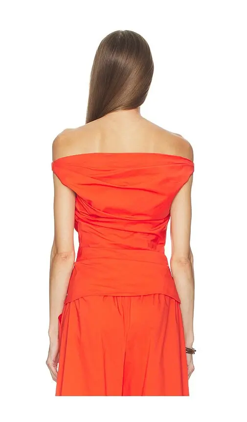 Simkhai Maisel Cotton Draped Top - Tangerine