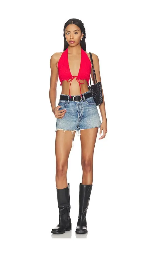 NIA X Revolve Eyelet Halter Top