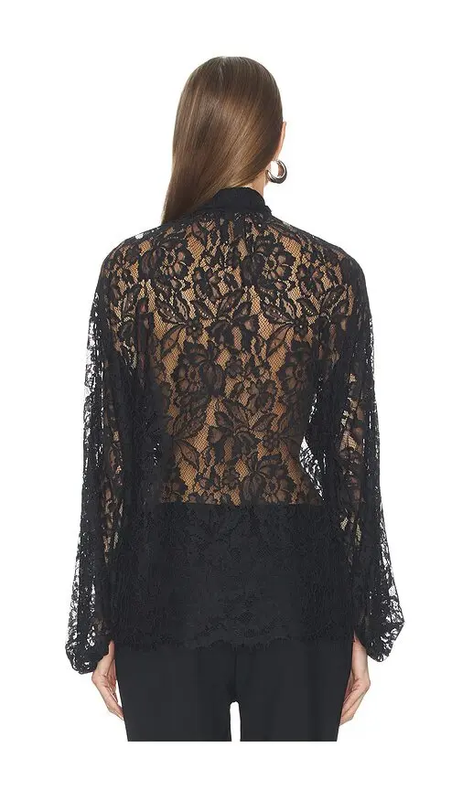 L'Agence Rhett Lace Blouse With Neck Tie Accent