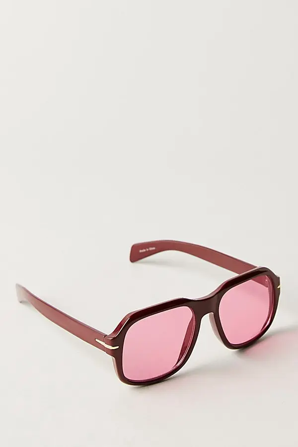 Free People Robi Square Sunglasses - Cranberry