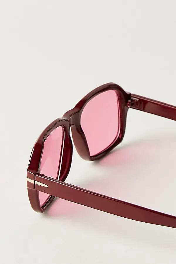 Free People Robi Square Sunglasses - Cranberry
