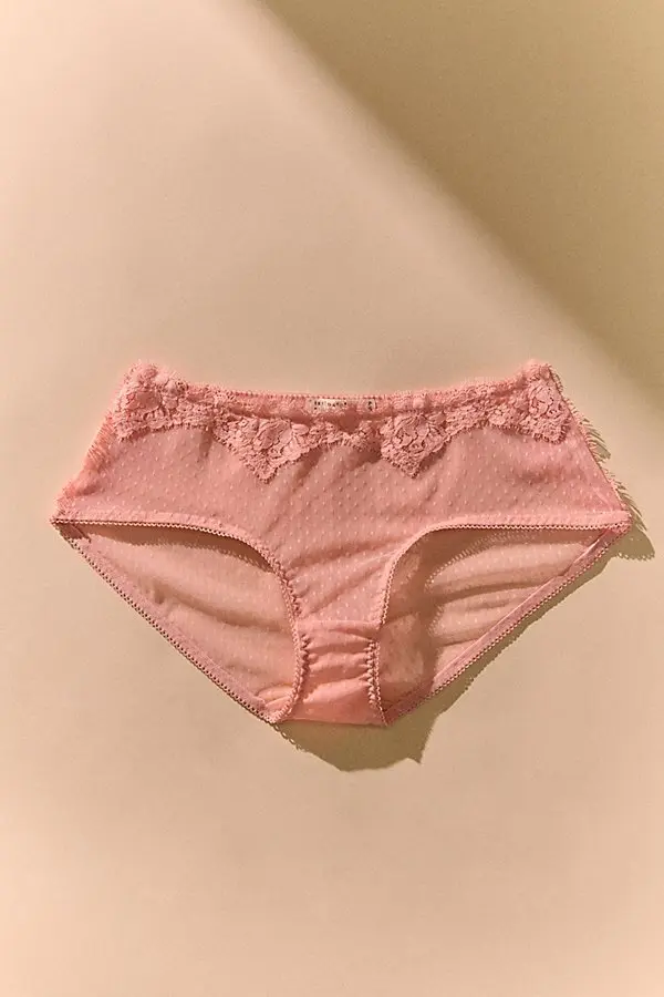 Free People Fiona Mesh Boyshort Undies - Flamingo Flamenco