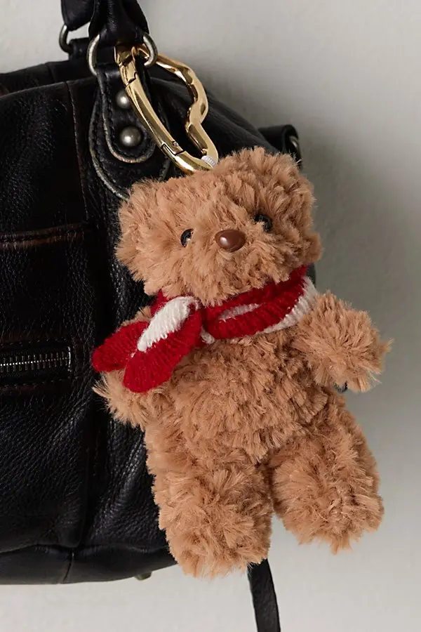 Free People Fuzzy Bear Bag Charm - Toffee