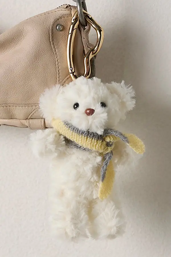 Free People Fuzzy Bear Bag Charm - White