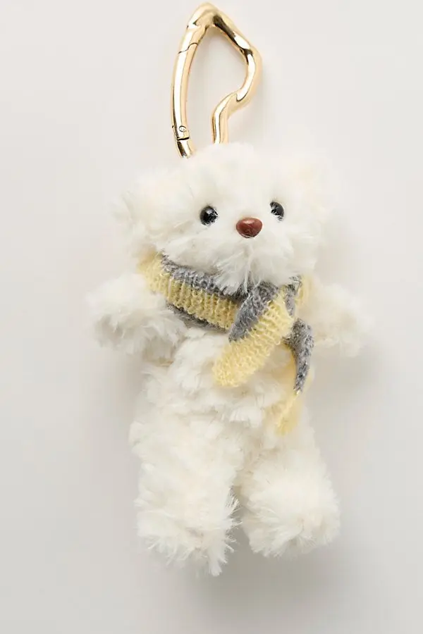 Free People Fuzzy Bear Bag Charm - White