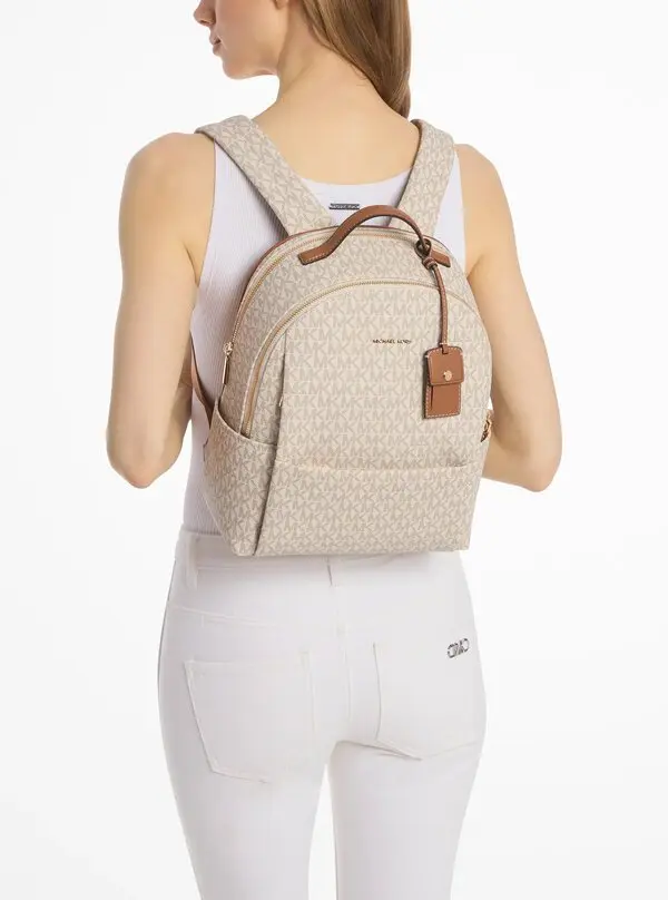 Michael Kors Sable Medium Signature Logo Backpack - Natural