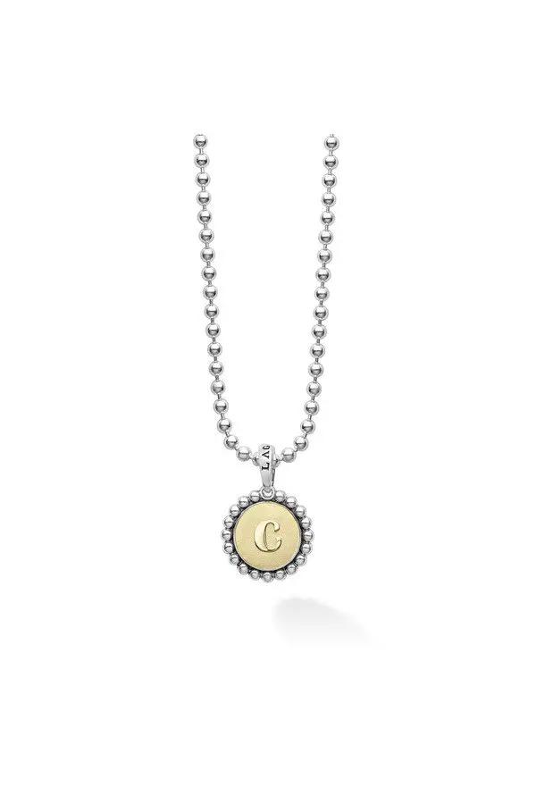 Lagos Signature Caviar C Initial Charm Necklace - Gold