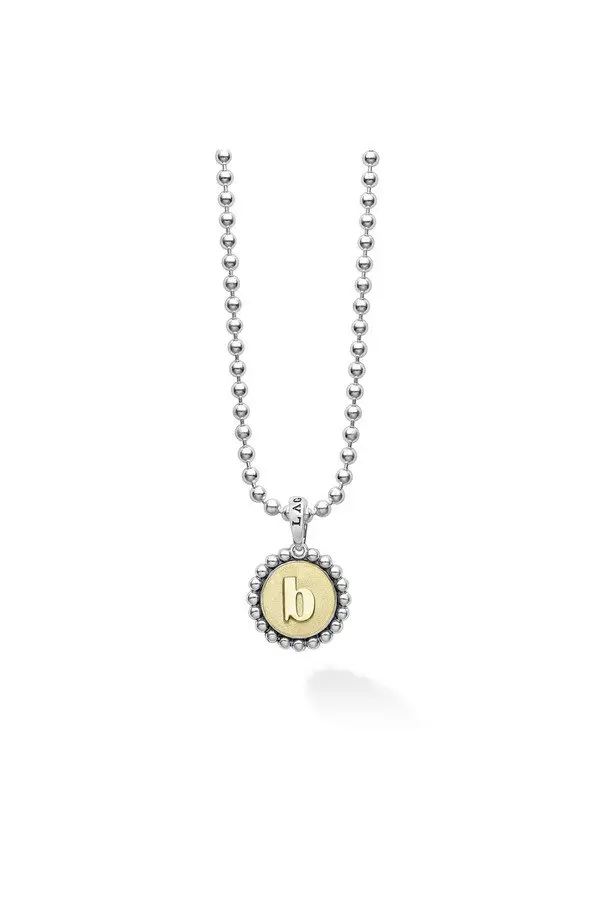 Lagos Signature Caviar B Initial Charm Necklace - Gold