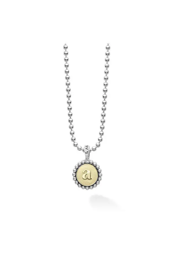 Lagos Signature Caviar A Initial Charm Necklace - Gold