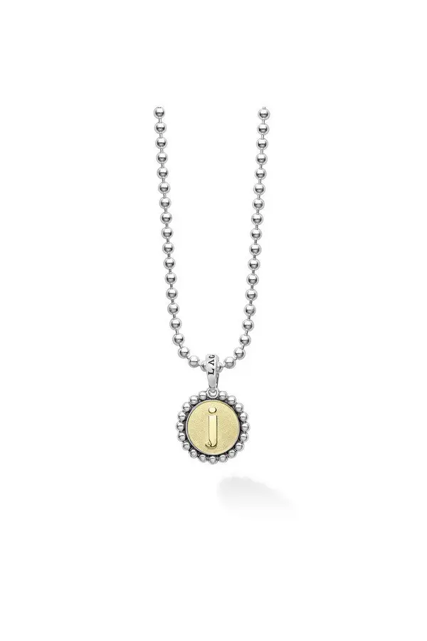 Lagos Signature Caviar J Initial Charm Necklace - Gold