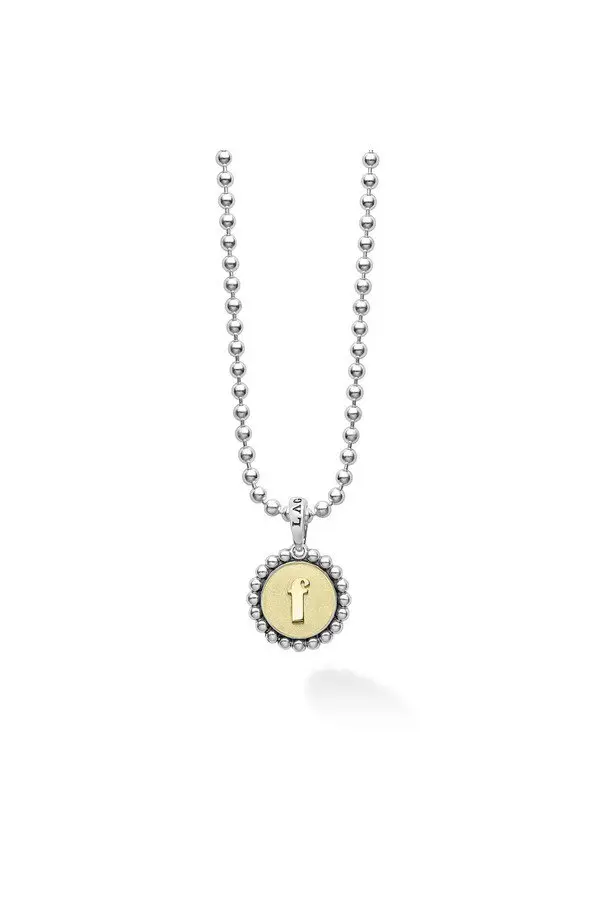 Lagos Signature Caviar F Initial Charm Necklace - Gold