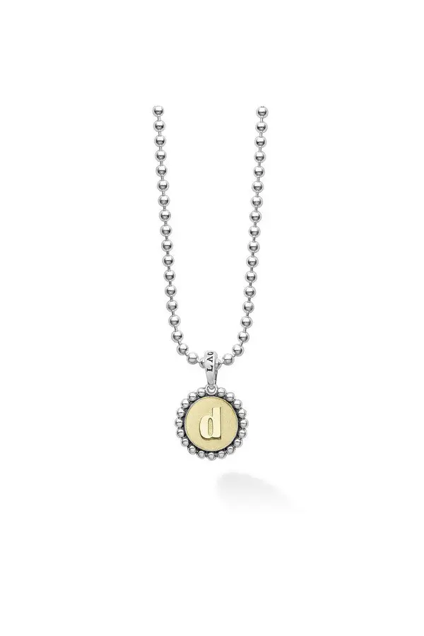 Lagos Signature Caviar D Initial Charm Necklace - Gold