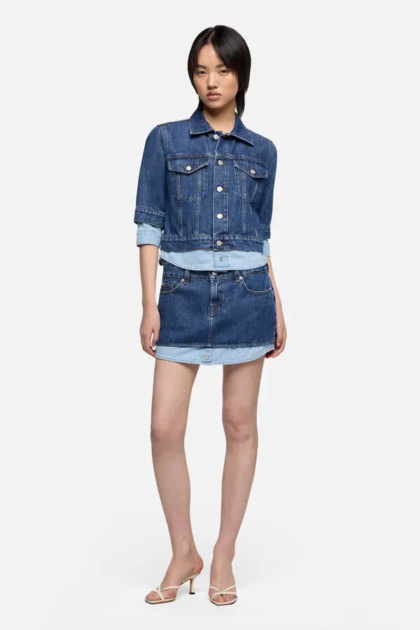 7 For All Mankind Cherry Mini Denim Skirt