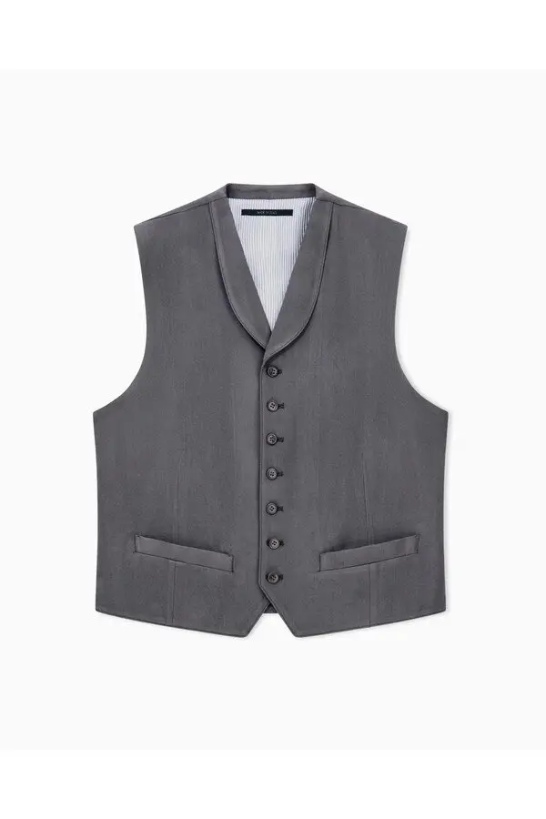 Giorgio Armani Single-breasted Viscose Waistcoat - Natural
