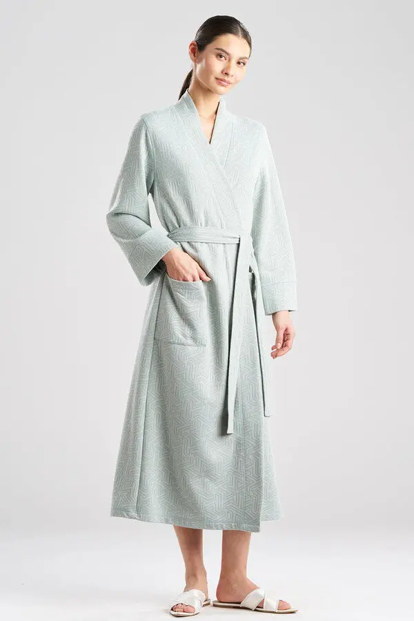 Natori Quilted Geo Knit Jacquard Robe - Blue