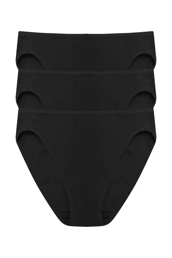 Natori Bliss Bare Cotton Bikini 3-pack - Black