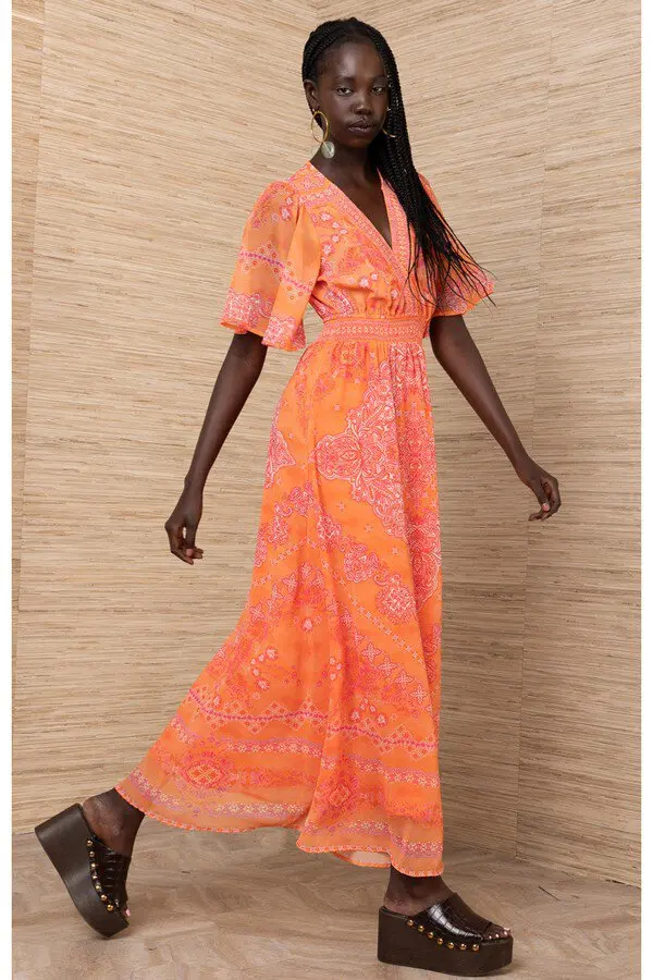 Hale Bob Alitzel Chiffon Maxi Dress - Orange