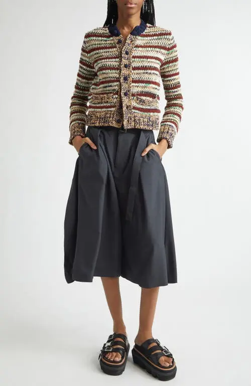 Sacai Mixed Yarn Cotton Blend Cardigan - Beige Multi