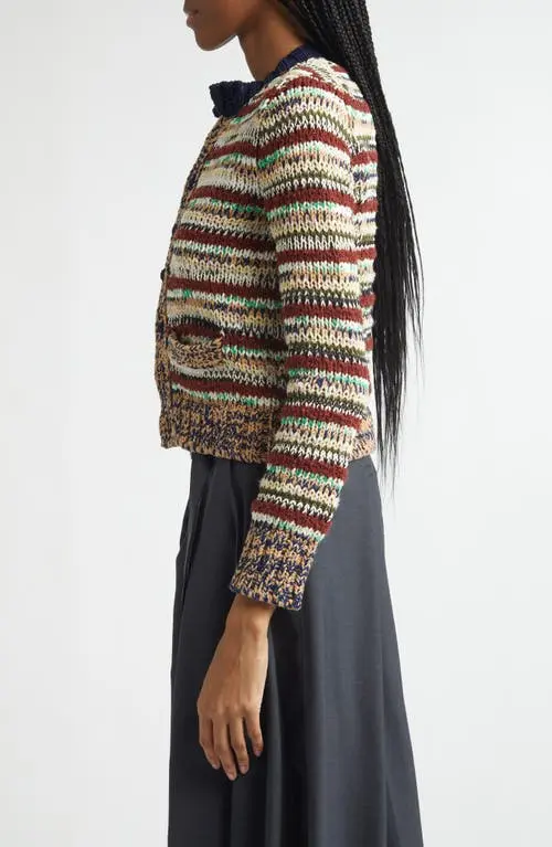 Sacai Mixed Yarn Cotton Blend Cardigan - Beige Multi