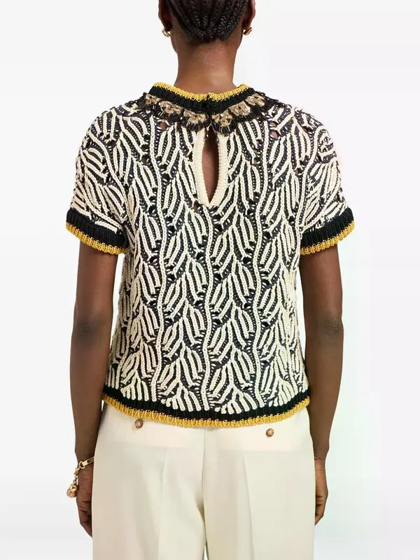 La DoubleJ Patterned Beaded Knit Top