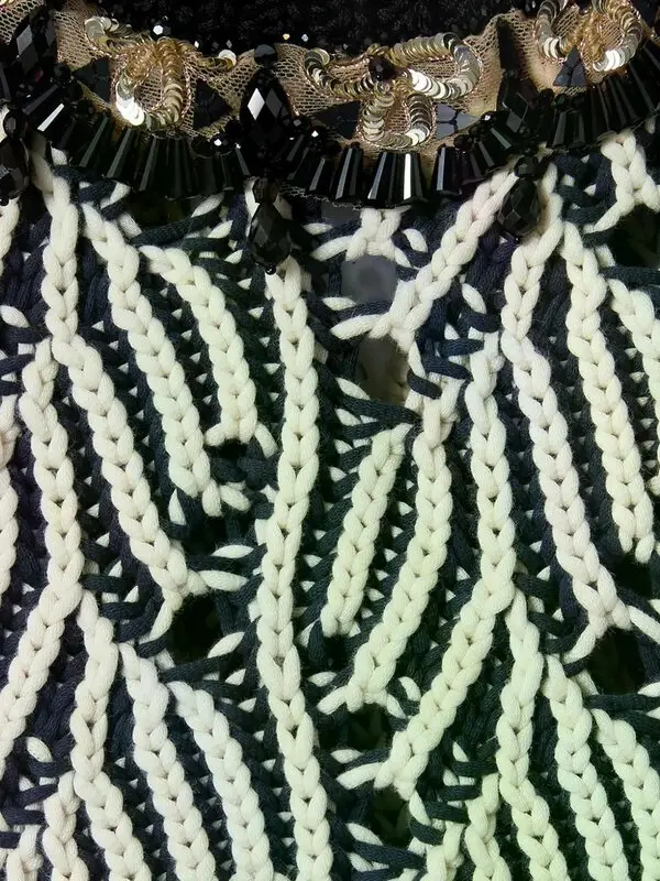 La DoubleJ Patterned Beaded Knit Top